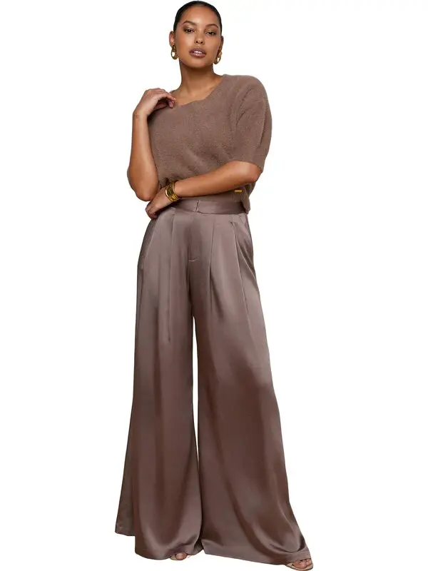 L'Agence Aubrie Satin Wide Leg Trousers - Cardamom