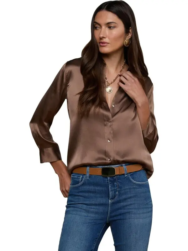 L'Agence Dani Silk Blouse Top - Cardamom