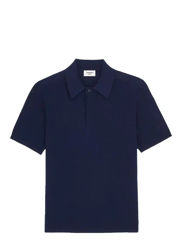 Saint Laurent Polo Manches Courtes Bleu Marine - Navy