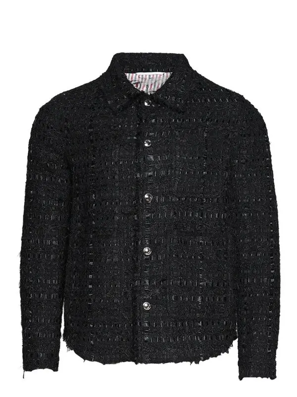 Thom Browne Satin Ribbon Tweed Utility Jacket - Black