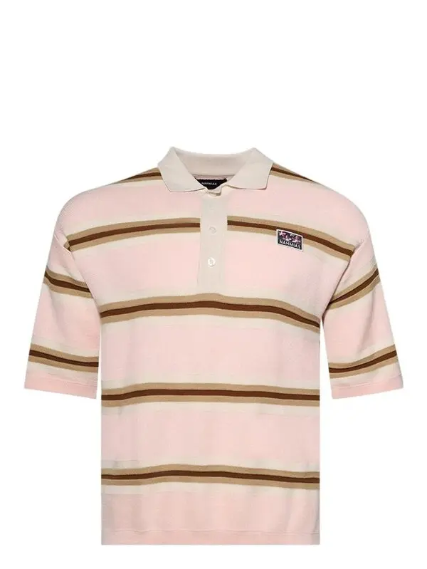 NAHMIAS Knit Striped Polo Top Soft Stripe Knitwear - Pink