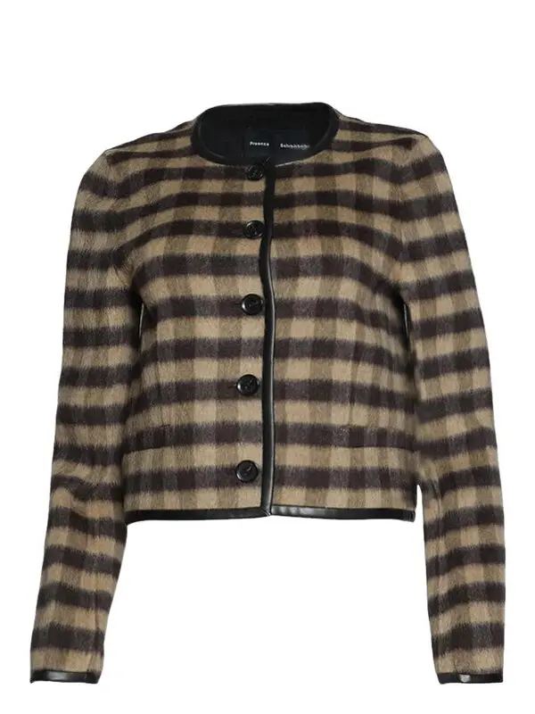 Proenza Schouler Plaid Double Face Cashmere Jacket - Khaki