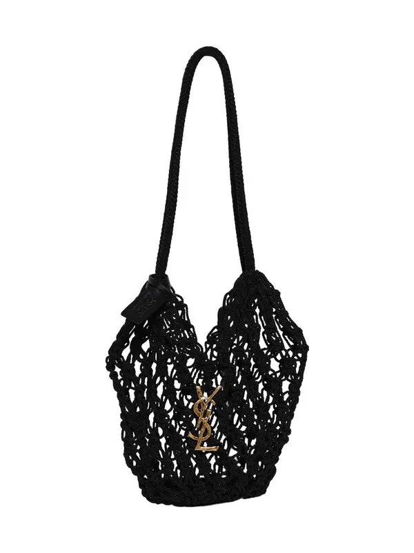 Saint Laurent Small Crochet Shopping Bag - Black
