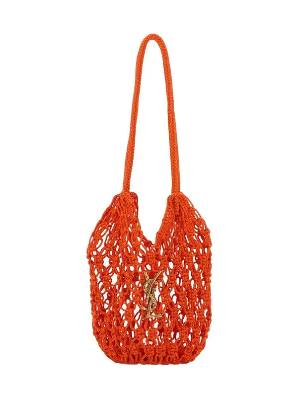 Saint Laurent Small Crochet Shopping Bag - Orange
