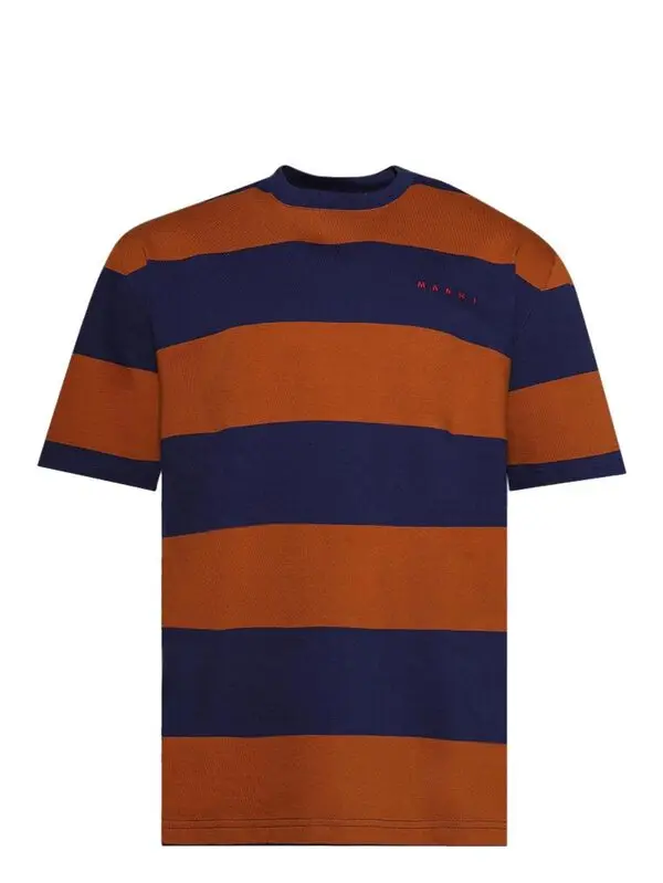 Marni Stripe Tee Ocean And Tobacco - Multi