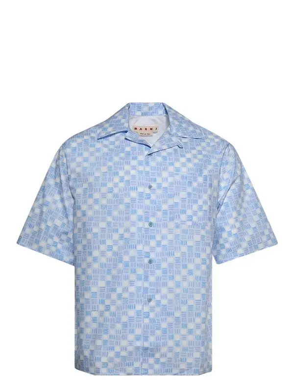 Marni Cuban Collar Bowling Shirt Sky - Light  Blue