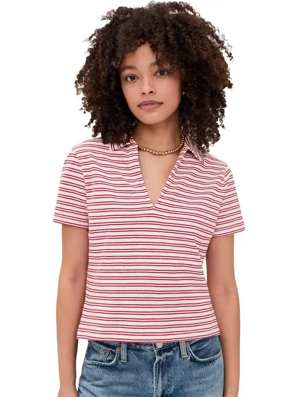 Velvet By Graham & Spencer Perrin Stripe Top - Natural/red