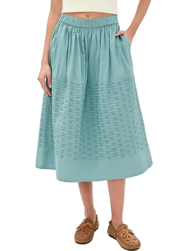 Sea Ramie Midi Skirt - Blue