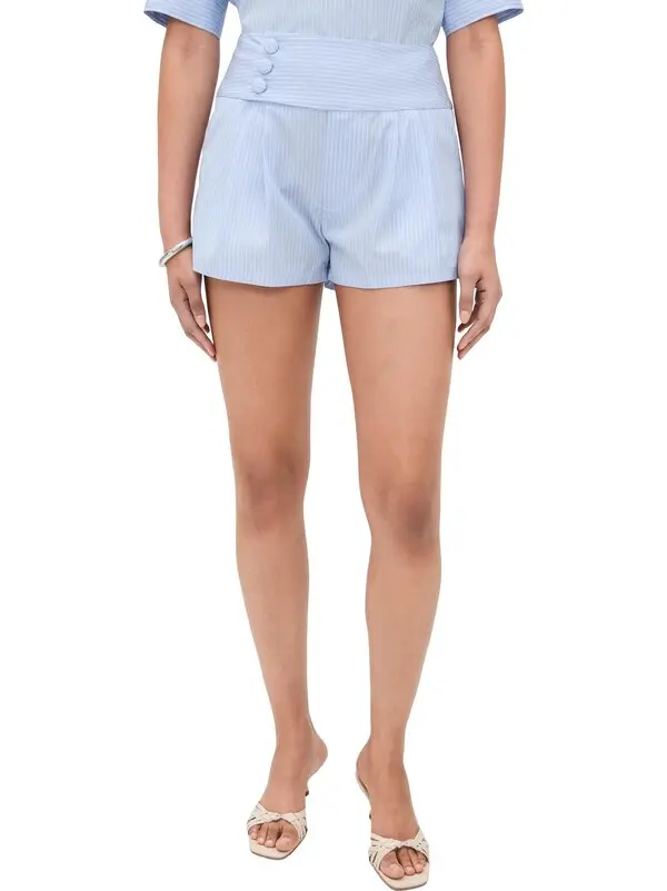 FRAME Striped Cotton Shirting Shorts - Venice Blue Multi