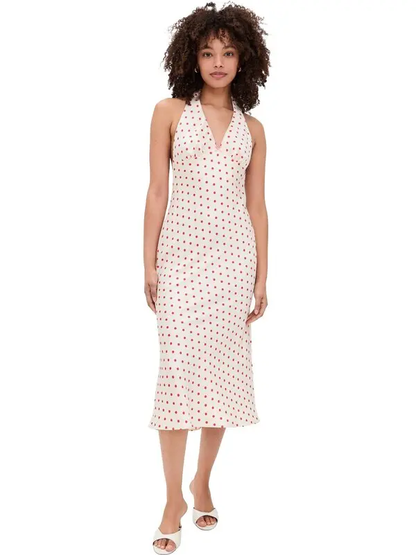 NIA La Brea Midi Dress - Ivory/cherry