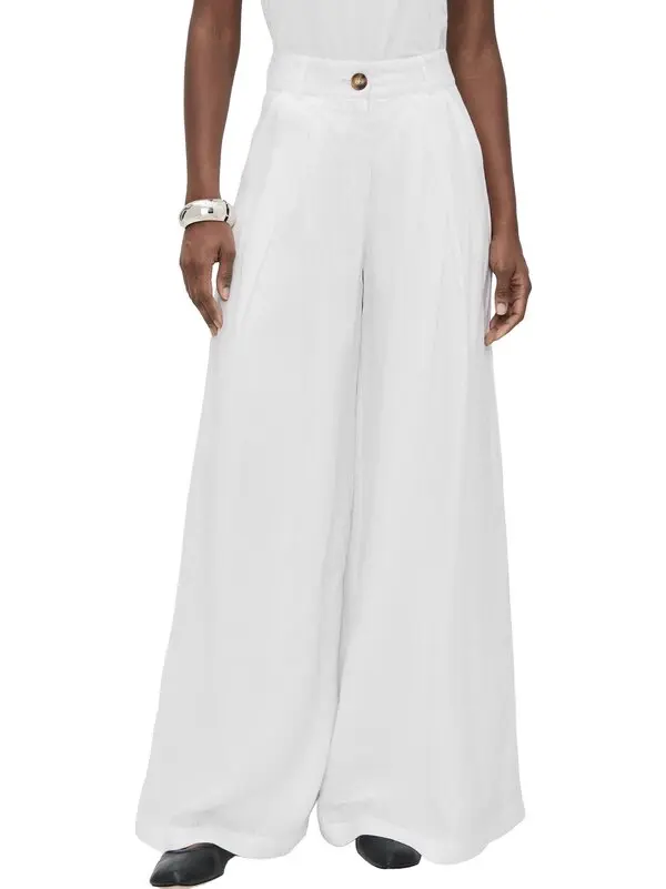 PRIME OF LIME Reina Wide-leg Linen Pants - White