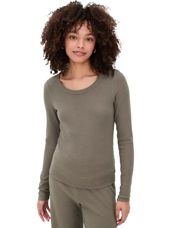 Z Supply Renae Ribbed Top - Khaki Green