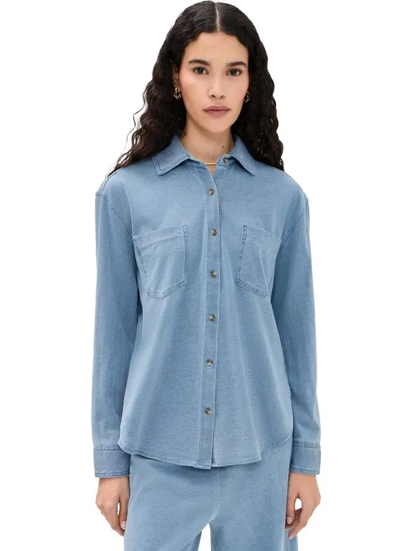 Z Supply Jersey Denim Button Up - Santorini Indigo