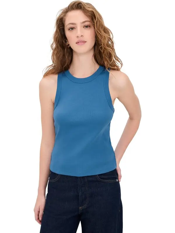 Veronica Beard Cropped Jordyn Tank - Blue Coast