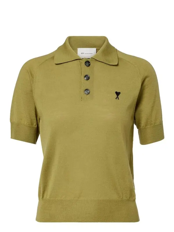 Ami De Cœur Wool Polo Shirt - Green