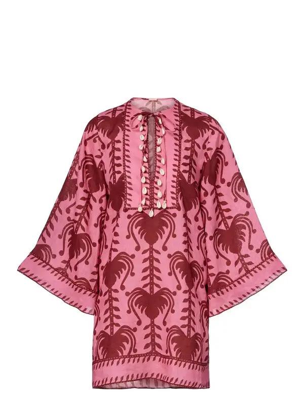 Johanna Ortiz Wild Savannah Printed Linen Tunic - Pink
