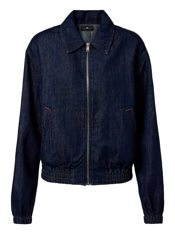 7 For All Mankind Denim Bomber Jacket - Blue