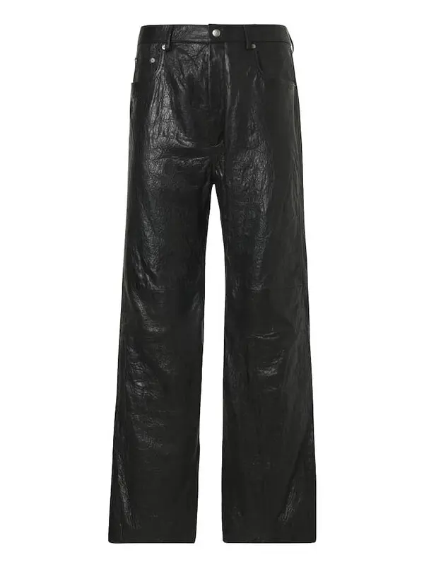 Rick Owens Leather Wide-leg Jeans - Black
