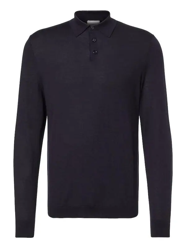 ALLUDE Virgin Wool Polo Sweater - Blue