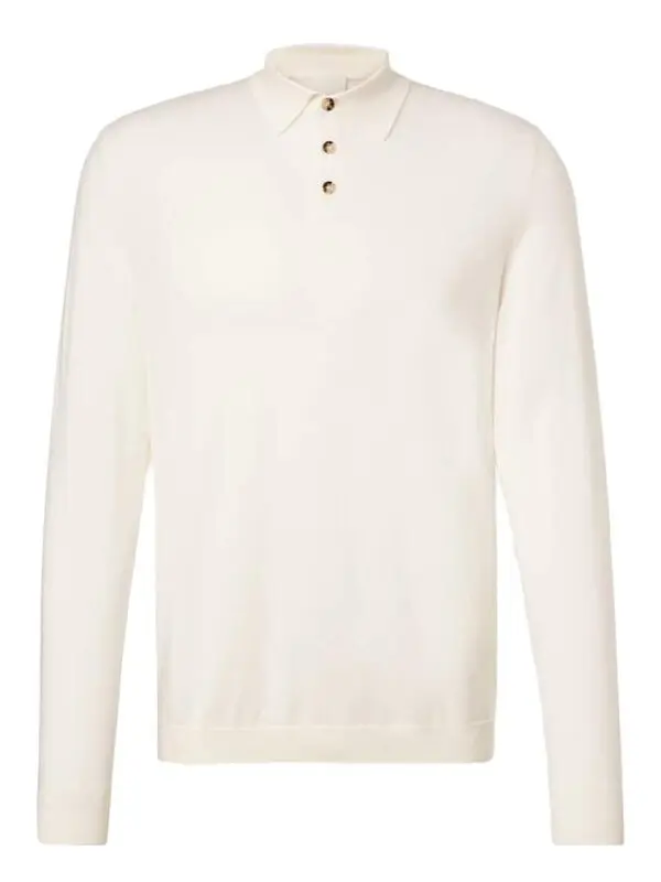 ALLUDE Virgin Wool Polo Sweater - White