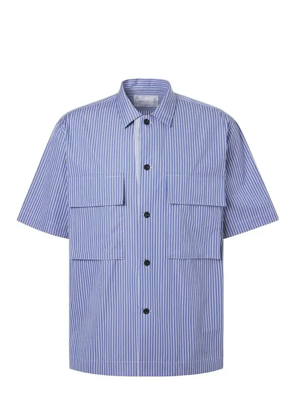 Sacai Striped Cotton Poplin Shirt - Blue