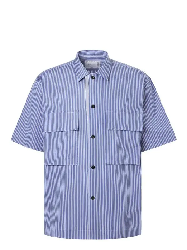 Sacai Striped Cotton Poplin Shirt - Blue