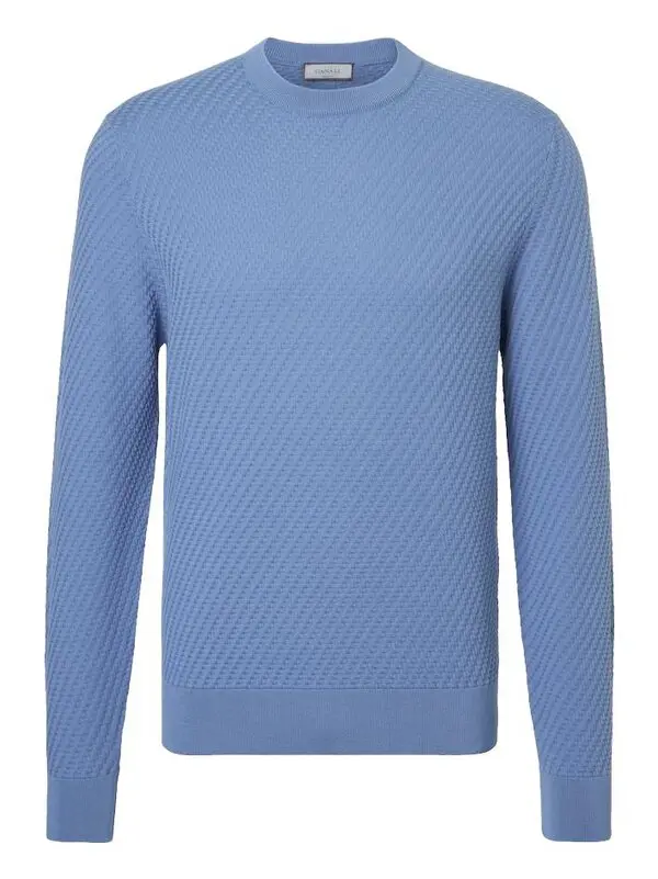 Canali Cotton And Silk Crewneck Sweater - Blue
