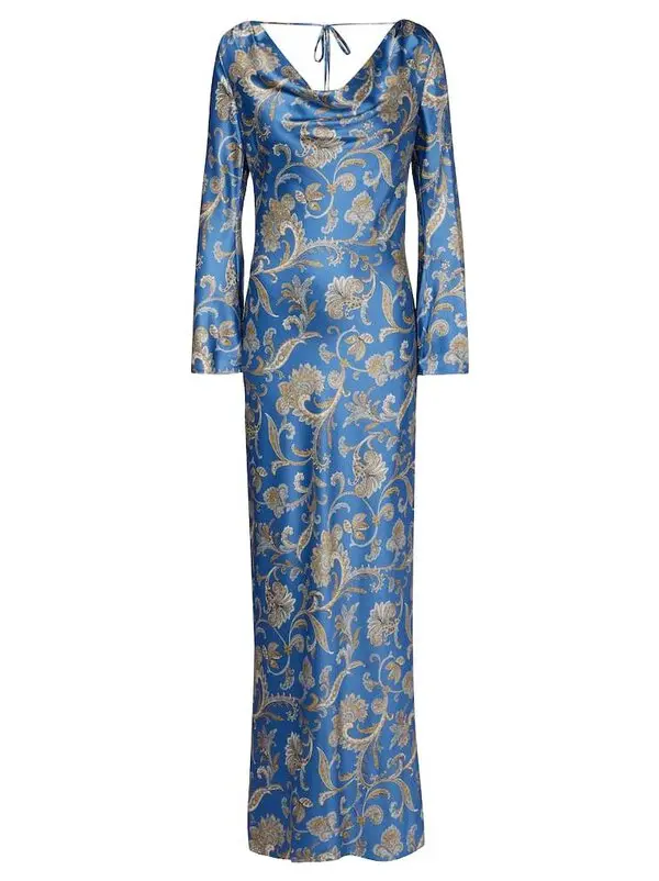 Veronica Beard Ember Printed Silk-blend Maxi Dress - Blue