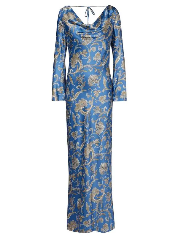 Veronica Beard Ember Printed Silk-blend Maxi Dress - Blue