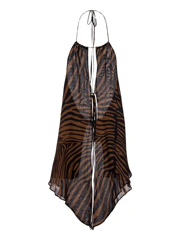 Blumarine Printed Asymmetric Halterneck Top - Brown