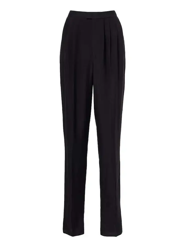 Saint Laurent Pleated Straight Silk Pants - Purple