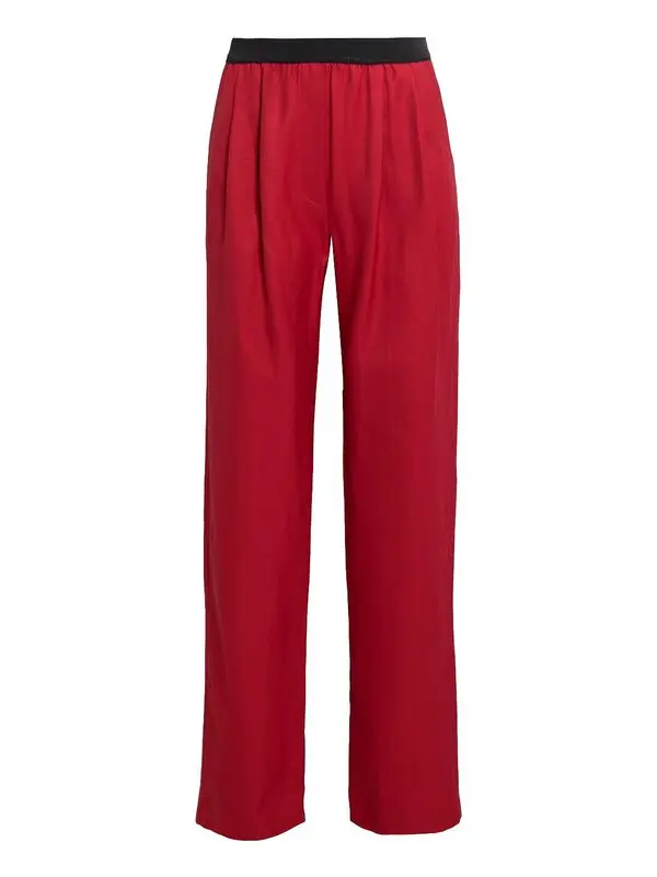 Loulou De Saison Takaroa Pleated Twill Straight-leg Pants - Red