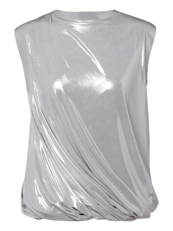 Norma Kamali Twist Metallic-effect Top - Silver