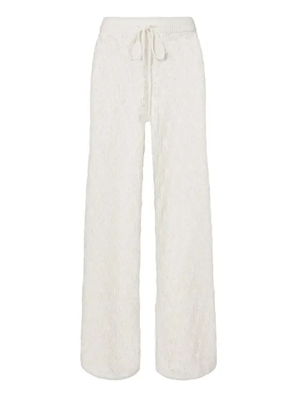 Faithfull The Brand Fio Pointelle Cotton Wide-leg Pants - White