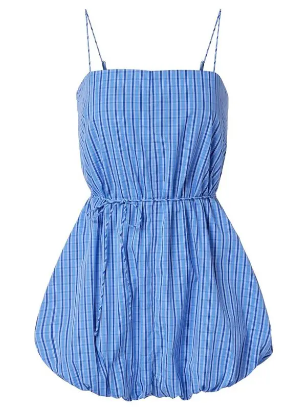 Faithfull The Brand Riatto Checked Cotton Romper - Blue