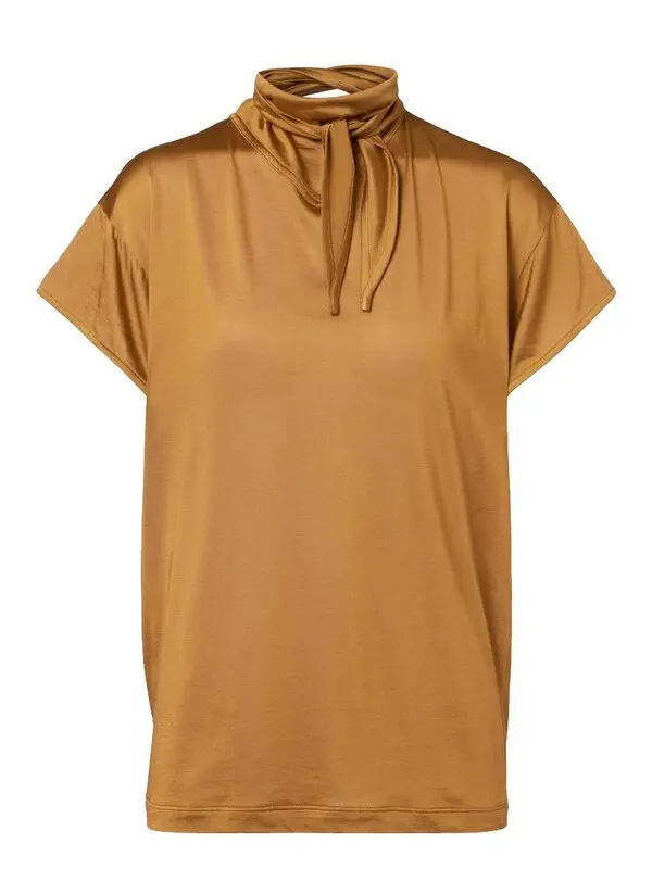 LEMAIRE Scarf-detail Jersey Top - Brown