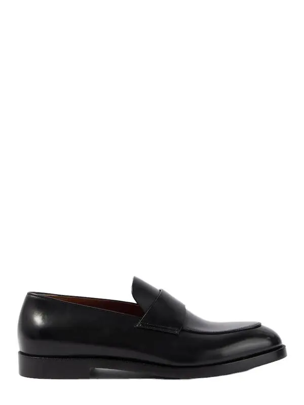 Zegna Leather Penny Loafers - Black