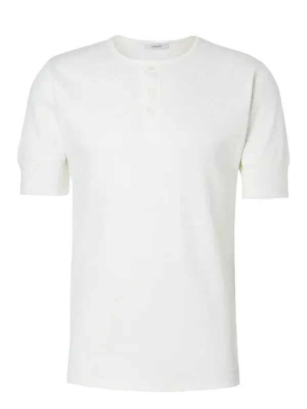 LEMAIRE Cotton And Linen Jersey Henley Shirt - White