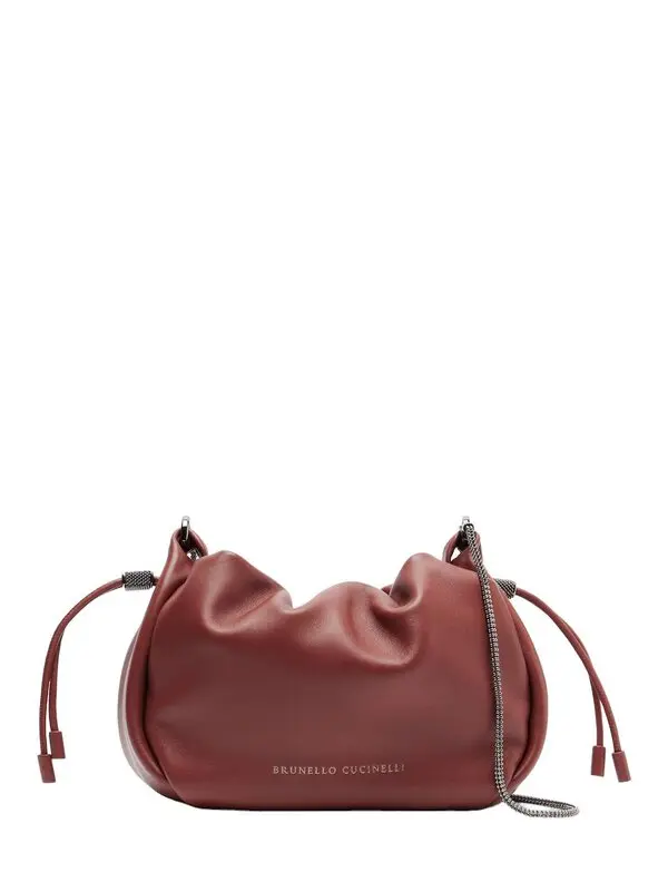 Brunello Cucinelli Mellow Mini Leather Crossbody Bag - Brown