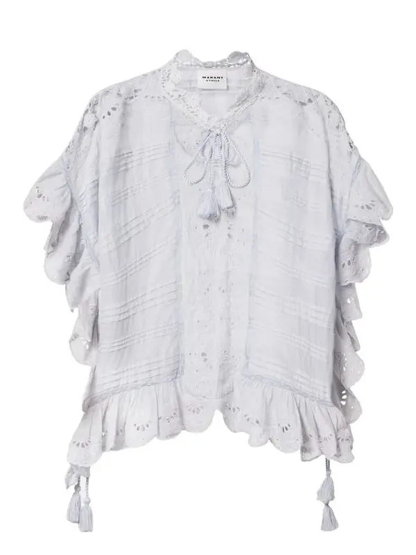 MARANT ETOILE Payton Broderie Anglaise Top - Blue
