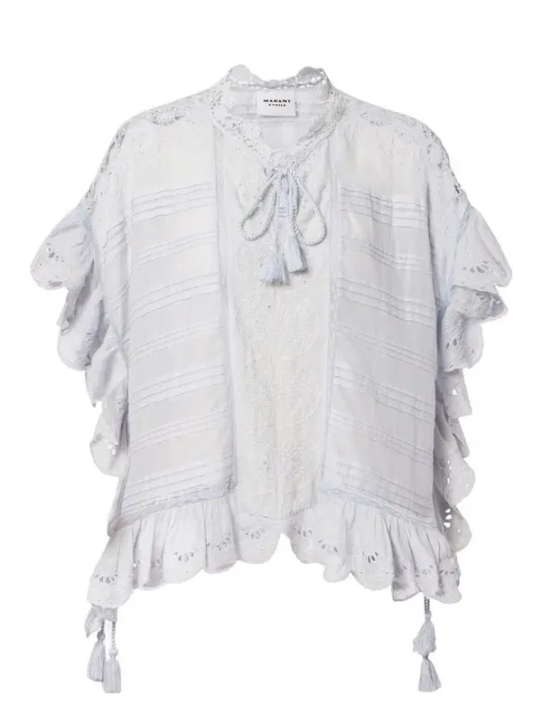 MARANT ETOILE Payton Broderie Anglaise Cotton Top - Blue