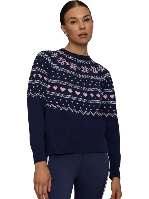 Beach Riot Fair Isle Knit Crew Sweater - Snowy Peaks Fairisle