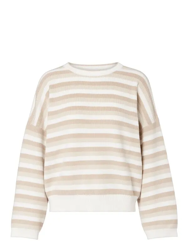 Brunello Cucinelli Striped Cotton Sweater - White