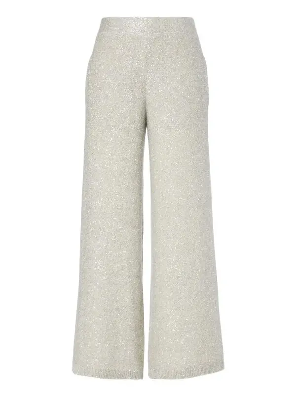 Brunello Cucinelli Sequined Wide-leg Pants - Grey