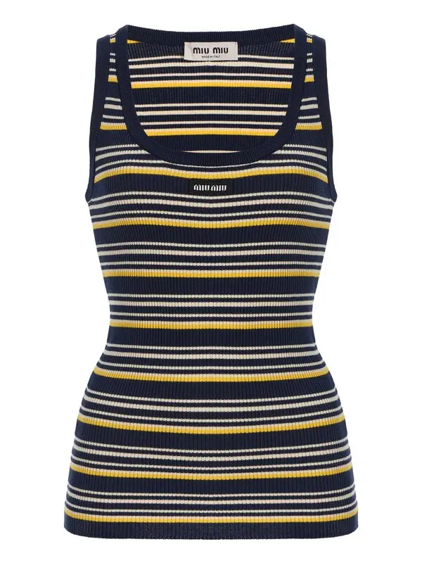 Miu Miu Striped Ribbed Tank Top - Multi