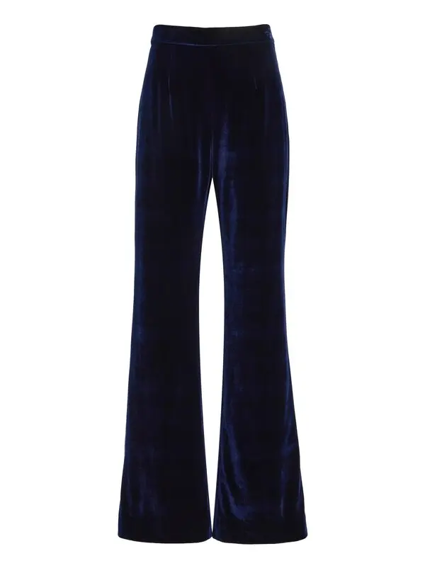 Pamella Roland Mid-rise Straight-leg Velvet Pants - Navy