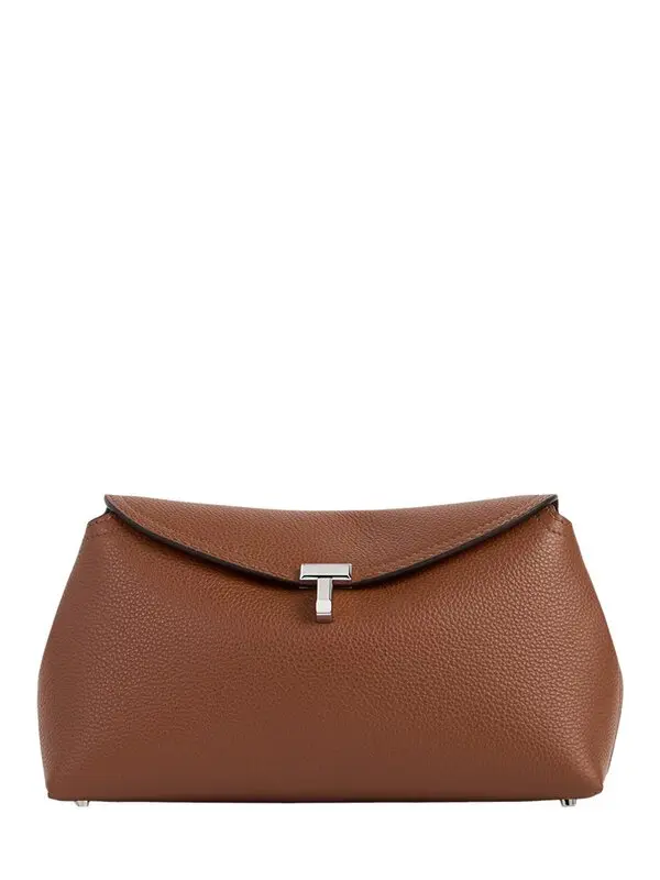 TOTEME T-lock Leather Clutch - Brown