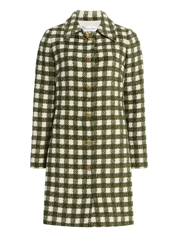 Oscar De La Renta Checked Chenille Tweed Coat Dress - Multi