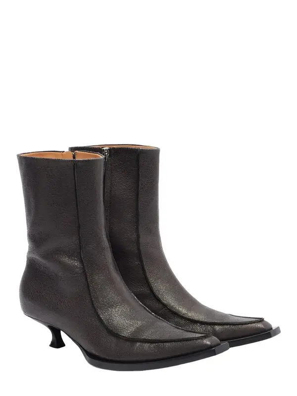 Calvin Klein Jodi Leather Ankle Boots - Brown