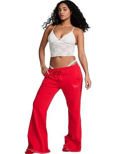Pink Campus Terry Flare Pants - Red